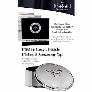 Round Jewelry Mirror Polished Trinket Box - Christian Keepsake for New Born Babies to Celebrate Baptism, Catholic First Communion Rosary Necklace Eucharistic Box Metal