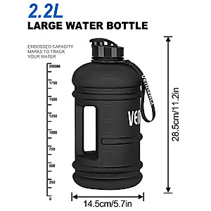VENNERLI Half Gallon Water Bottle 2.2L Large Sports Water Bottle with Handle 74oz BPA-free Reusable Plastic Water Jugs Leakproof Hydro Bottle for Gym Yoga Travel Camping Cycling Outdoor Sports