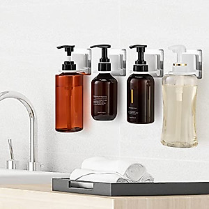 TIDYKITC Shower Gel Bottle Rack Hook, Shampoo Holder for Shower Wall, Liquid Soap Hanger Self Adhesive Wall Mounted, 4 Pack,1 More Sticker