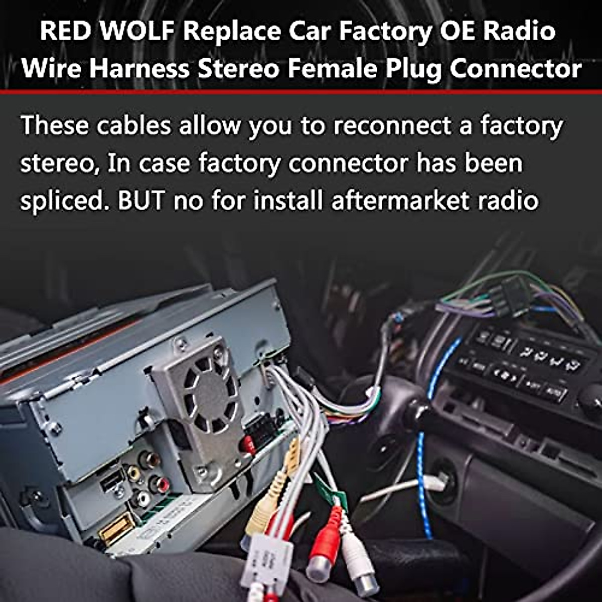 RED WOLF Car OE Radio Wire Harness Stereo Female Plug Compatible with GM GMC Chevy Silverado Buick Cadillac Pontiac 2002-2007 Model Replace Factory Stereo Wiring Cable Connector