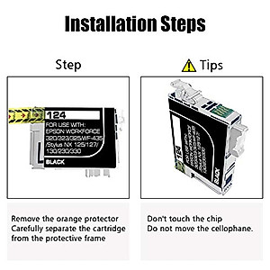 NoahArk 6 Packs T124 Remanufactured Ink Cartridge Replacement for Epson 124 use for Epson Stylus NX125 NX127 NX130 NX230 NX330 NX420 NX430 WorkForce 320 323 325 435 (3 Black 1 Cyan 1 Magenta 1 Yellow)