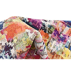 Unique Loom Estrella Collection Abstract, Bright Colors, Distressed, Modern Area Rug, 8 ft x 11 ft, Multi/Beige