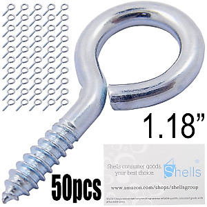 Shells 50PCS 6# Silver Color Zinc Plated Metal Cup Hooks Eye Shape Screw Hooks Self-tapping Screws Hooks Ring 1.18 Inches