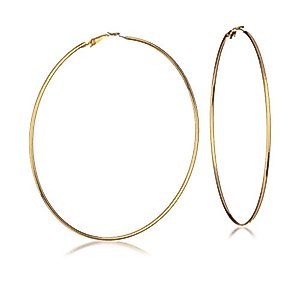 GUESS Extra Large Goldtone Clutchless Hoop Earrings