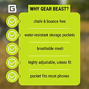 Gear Beast Running Backpack for Men and Women - Lightweight Running Vest & Phone Holder for Jogging, Hiking and Cycling - Compatible with Most Smartphones, Black