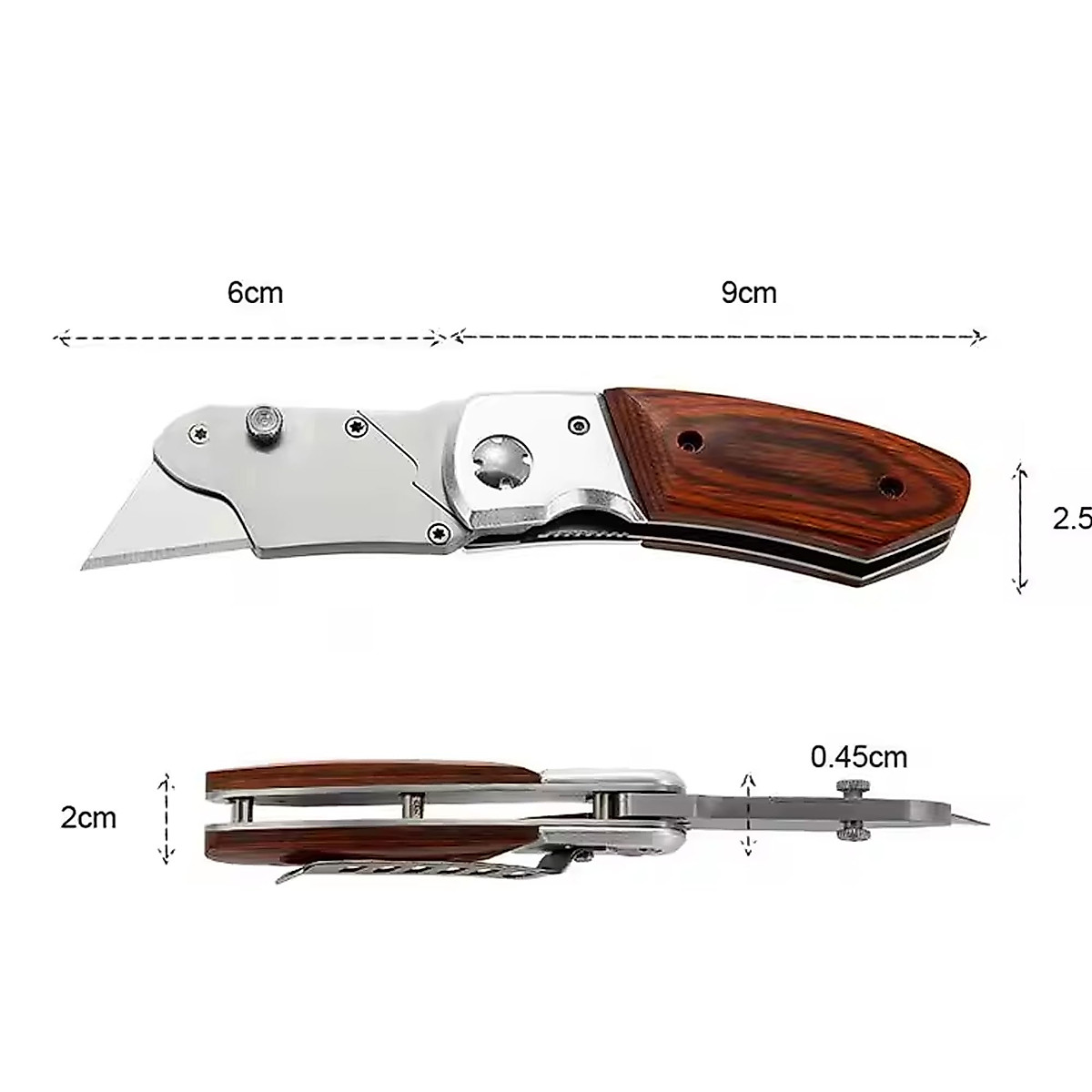 Personalized Utility Box Knife with Clip, Custom Engraved Pocket Knife Box Knives Wood Handle- Engraved from USA.