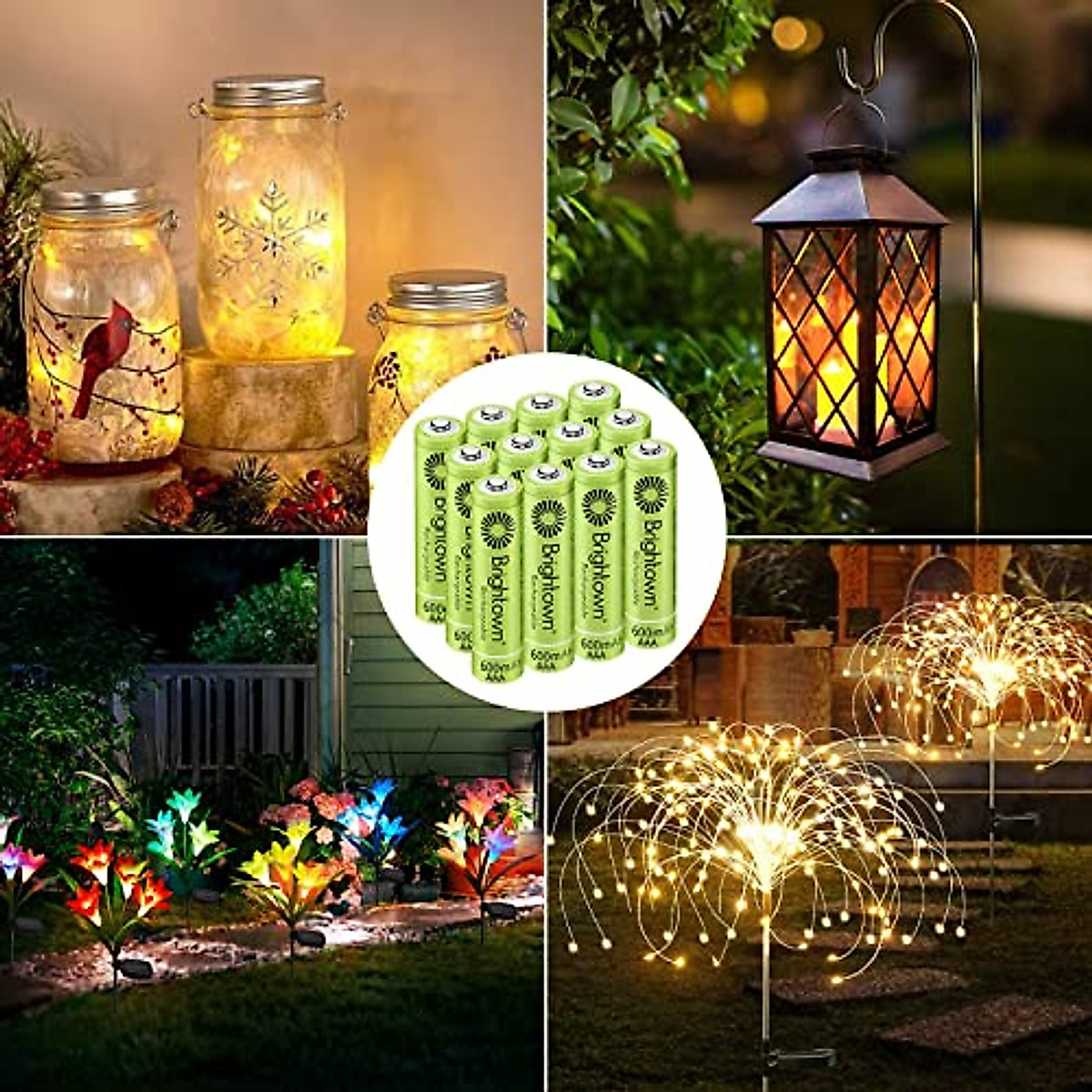 Brightown 12-Pack Rechargeable AAA Batteries, 600mAh Precharged NiMH Triple A Rechargeable Batteries for Solar Lights Household Devices, Recharge up to 1200 Cycles, UL Certified, 1.2V