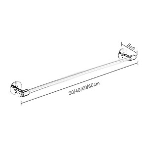 KITUNE Modern Clear Acrylic Towel Bar Towel Rack for Bathroom, Wall Mounted Hand Towel Holder, Lucite Rod and Brass Base (Color : Silver, Size : 40cm)