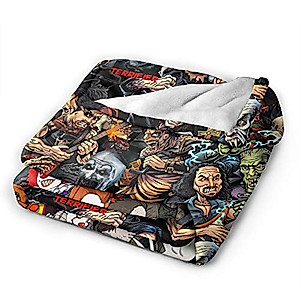 JAPYZEY Horror Scared Movie Characters Blanket Flannel Fleece Throw Anime Blanket Plush Lightweight Halloween Decoration Luxury Warm Microfiber Blanket for Bed/Sofa/Camping 60"x50"