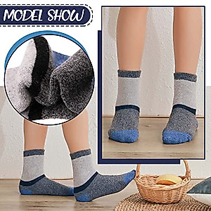 EBMORE Kids Wool Socks for Toddlers Boys Girls Warm Winter Thick Hiking Thermal Heavy Cozy Crew Boot Socks Gift Stocking Stuffer 6 Pairs (Color Block,4-7 Y)