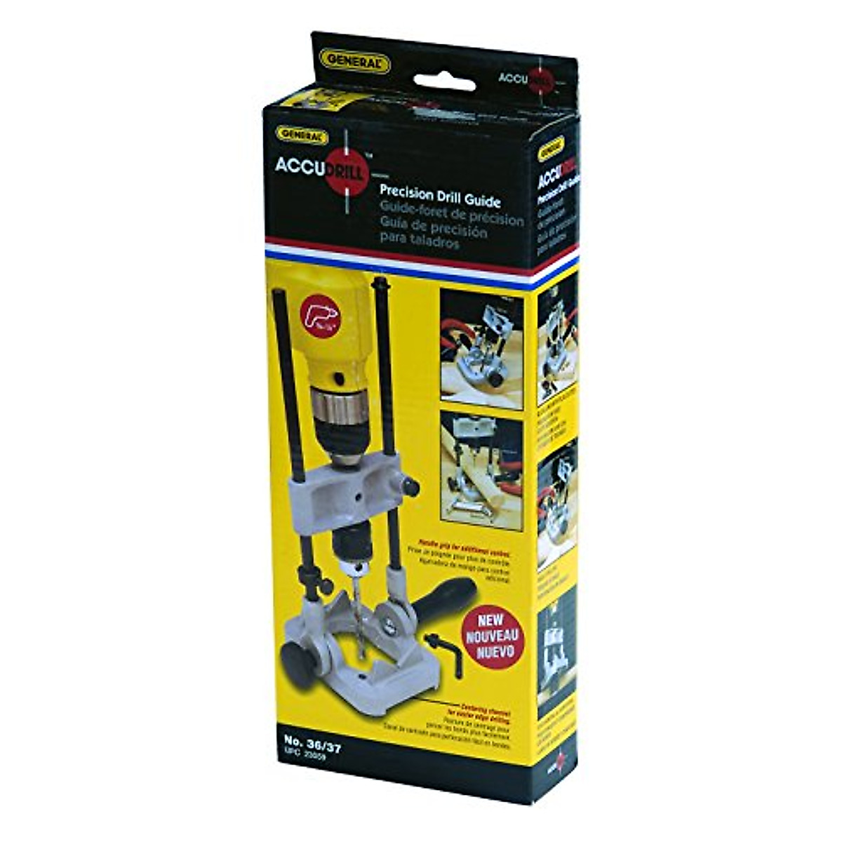 General Tools 36/37 Precision Drill Guide For 3/8-Inch or 1/2-Inch Power Drills, Portable & Lightweight, Folds Flat for Storage, Silver