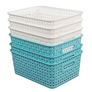 Vababa Plastic Storage Baskets/Storage Bins, Pack for 6