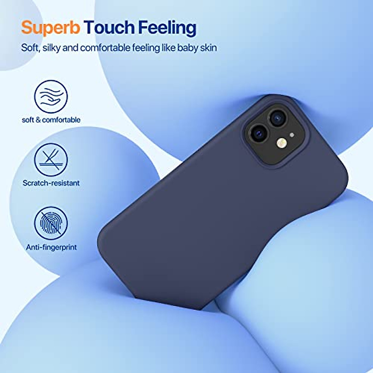 Miracase Compatible with iPhone 12 Phone Case and iPhone 12 Pro Phone Case 6.1 inch(2020),Liquid Silicone Gel Rubber Full Body Protection Shockproof Drop Protection Case(Navy Blue)