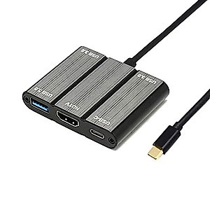 USB C 5 in 1 Adapter, YMY USB Type-C Hub to 4K HDMI, USB3.0 and USB C PD Charging Compatible for Apple MacBook Pro, Dell XPS,Chromebook Pixel, Lumia950 (5-in-1, Black)