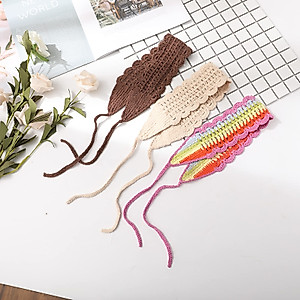 CHLINS Hairband, 3PCS Crochet Headband Women Floral Hairband - Elastic Handmade Crochet Head Wrap Bohemian knit Headband for Women and Girls(Rainbow, Beige, Dark Coffee)