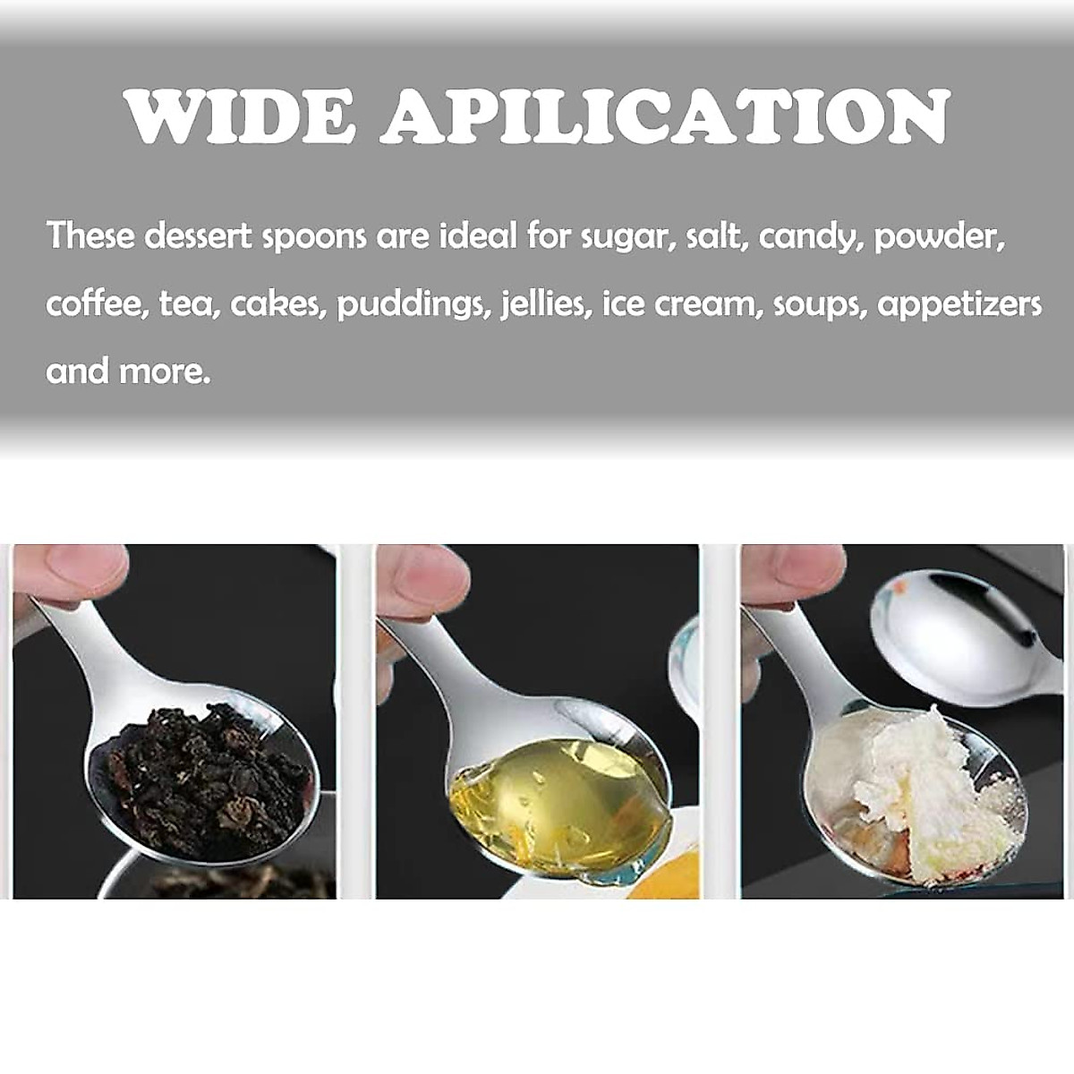 Stainless Steel Mini Spoons Short Handle Salt Spoon Cute Dessert Spoon Sugar Spoon Tea Spoon for Tasting, Seasoning, Coffee, Ice Scream, Cake