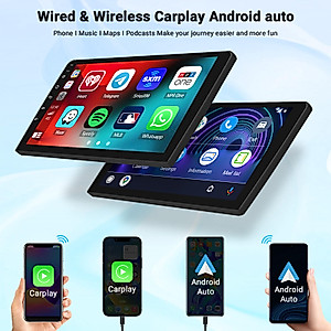 2+64GB Android 13 Double Din Car Stereo Wireless Apple Carplay Android Auto 9 Inch Bluetooth Touchscreen Car Radio in Dash GPS Navigation HiFi WiFi FM Mic Backup Camera