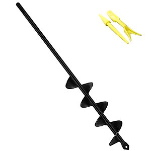 Auger Drill Bit for Planting 1.8x14.6inch Garden Auger Spiral Drill Bit Bulb Planter Auger Post Hole Digger Garden Spiral Hole Drill Planter Soil Auger Planting Auger for Hex Driver Drill Solid Shaft