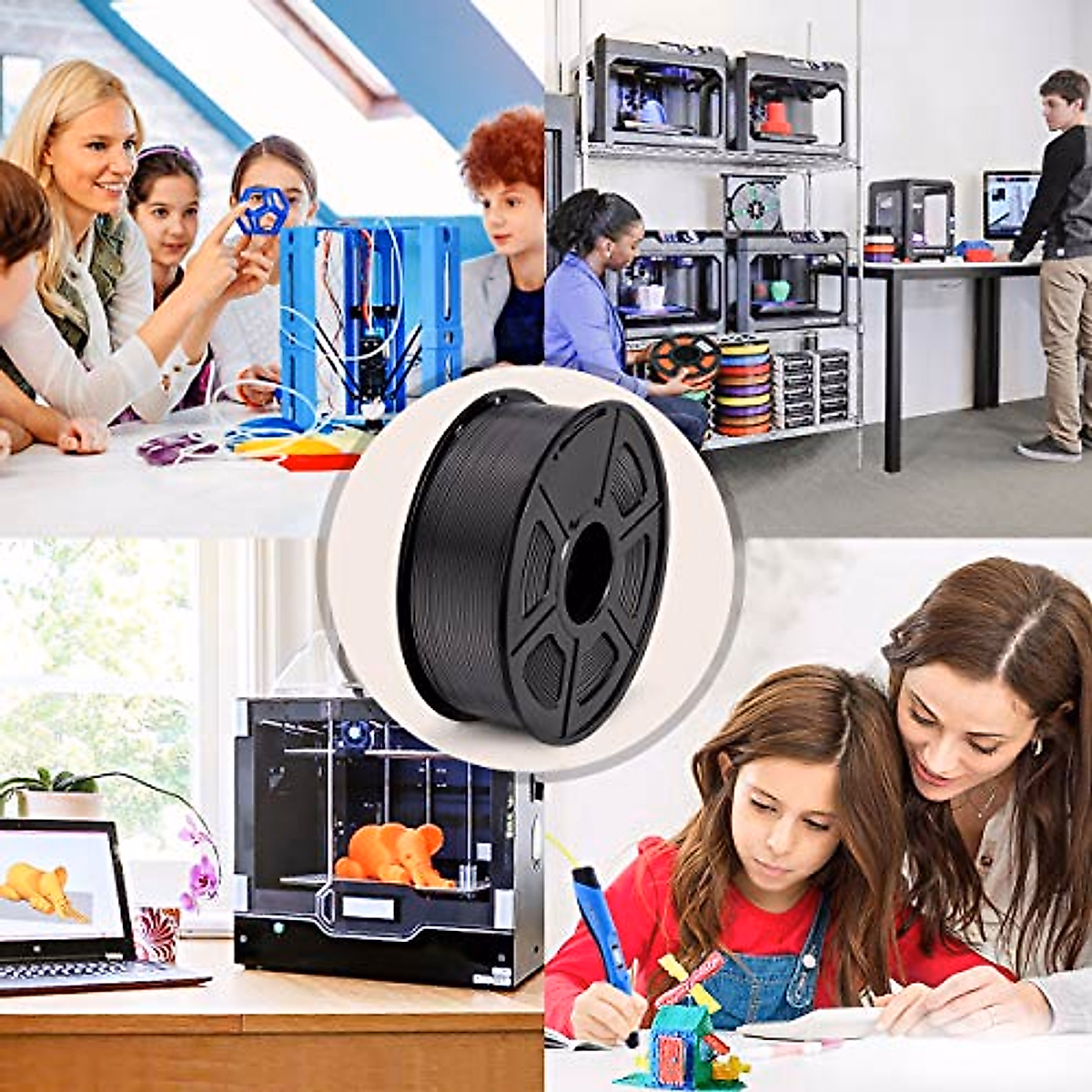 PLA 3D Printer Filament, SUNLU Neatly Wound PLA Filament 1.75mm Dimensional Accuracy +/- 0.02mm, Fit Most FDM 3D Printers, Good Vacuum Packaging Consumables, 1kg Spool (2.2lbs), 330 Meters, PLA Black