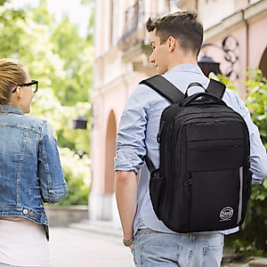 STOVER Laptop Travel Backpack Carry On, Fits 15.6 Inch Notebook with Luggage Compartment, Reflector for Safe, Backpack for Casual Use, Business Women and Men (Black)