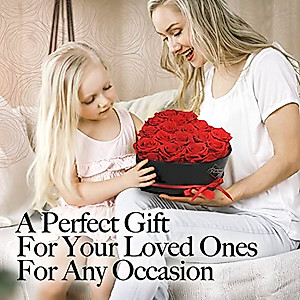 GLAMOUR BOUTIQUE 16-Piece Forever Flowers Heart Shape Box - Preserved Roses, Immortal Roses That Last A Year - Eternal Rose Preserved Flowers for Delivery Prime Mothers Day & Valentines Day - Red