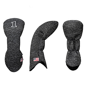 YuEagleSky Golf Club Head Covers (4PCS) Driver Fairway #3#5 Hybrid Space Cotton Black for Men Women
