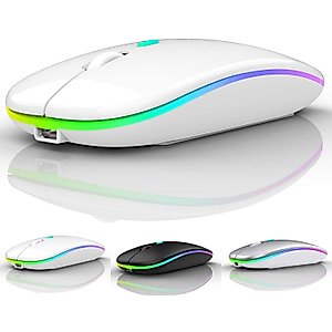 Neises LED Wireless Mouse,Wireless Mouse for MacBook Air/MacBook Pro/Mac/Laptop/MacBook/iPad,Bluetooth Mouse for MacBook Air/Pro/Mac/ipad/ipad pro/OS 13 and Above (White)