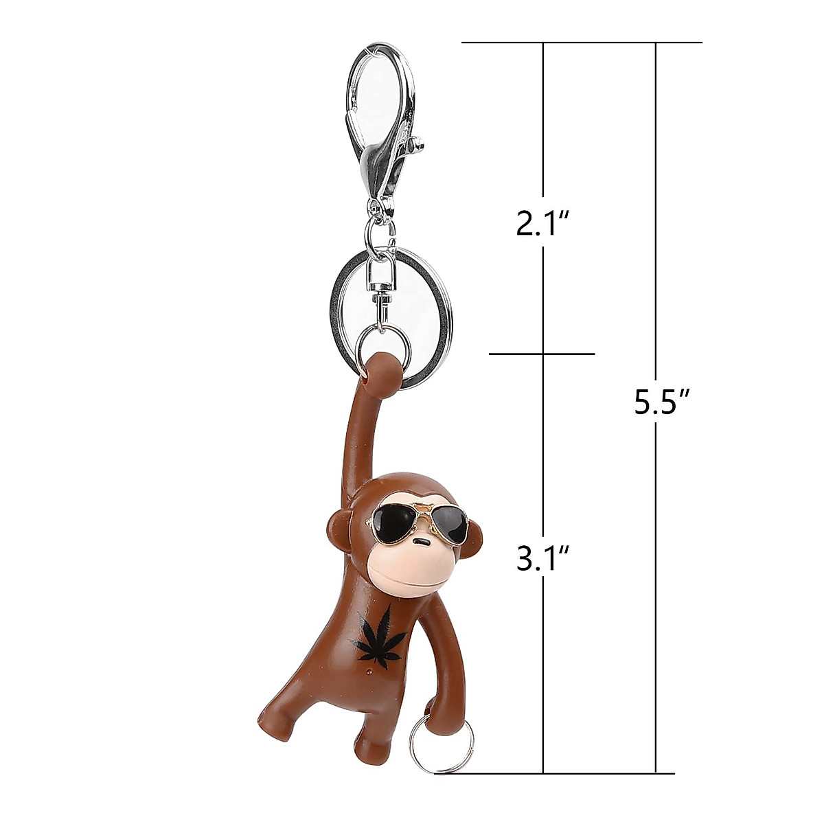 YGMONER Cool Monkey Banana Keychains Car Keys Holder Backpack Pendant Charm (Brown)