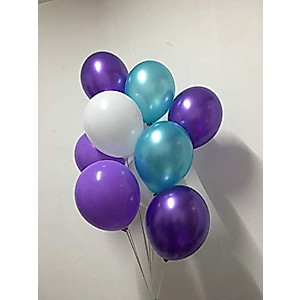 Metallic Purple and Teal Balloons - Lavender White Balloons for Women Birthday Wedding Bridal Shower Anniversary Valentine?s Day Graduation Party Decorations 60packs 12Inch(Purple Teal)