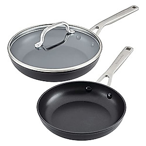 KitchenAid Hard Anodized Induction Nonstick Frying Pans/Skillet Set, 3 Piece - Matte Black