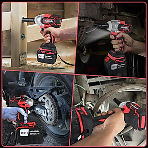 Cordless Impact Wrench, 21V Wrench Electric, 1/2 Impact Gun with 4-Mode Speed, Pistola de Impacto,Screwdrivers and Wrench 3-in-1, 331Ft-lbs(450N.m) Brushless, Power Impact Wrenches for Furniture, Cars
