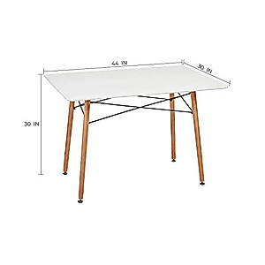 GreenForest Dining Table with Slick Top Wood Legs,Modern Mid Century Kitchen Table with Black Criss-Cross Metal Bars for Dining Room,Living Room,Small Spaces,44 x 30 Inch,White