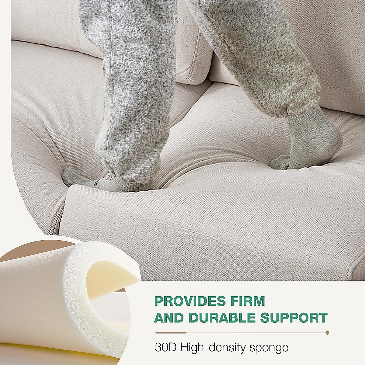 Novilla 57" Loveseat Sofa Small Couch for Living Room, Loveseat Sofa Couch Linen Fabric Upholstered Futon, Small Loveseat Sofa with 2 Bolster Pillows for Apartment, Bedroom, Toolless Assembly,Beige