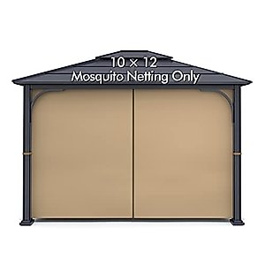 Gazebo Universal Replacement Privacy Curtain - Wonwon Privacy Panel Canopy Side Wall with Zipper for 10' x 12' Outdoor Gazebo (Khaki)