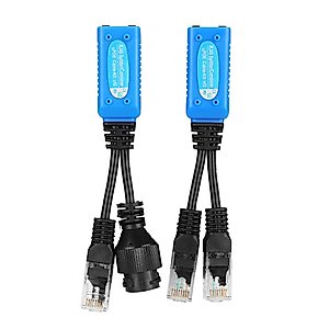 Tosuny 2pcs Splitter RJ45 Combiner POE Adapter Connectors Power Cable Kit Works with IP Security Cameras, Wireless Access Points