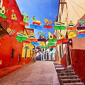 Fiesta Party Decorations - Authentic Mexican Themed Honeycomb Centerpiece for Cinco De Mayo, Taco Parties, Birthdays & Day of the Dead Celebrations