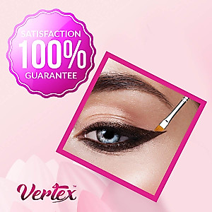 Eyeliner Brush Fine Angled Set - For Liquid Gel Liner Applicator Bent Stencils Thin Pencil Pen Real Small Sharpener Angle Wing Tips Firm Makeup Brushes Black Stamp Winged Kit Flat Waterproof Cat Eye