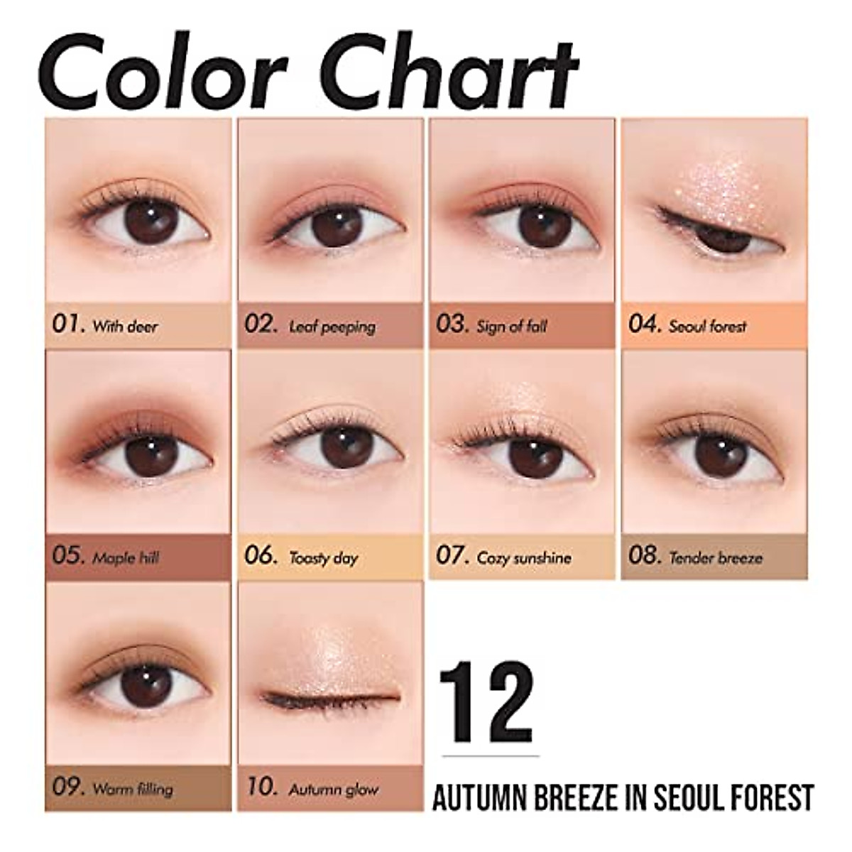 CLIO Pro Eye Shadow Palette, Matte, Shimmer, Glitter, Pearls, Highly Pigments, Long-Wearing (012 AUTUMN BREEZE IN SEOUL FOREST)