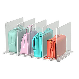 Purse Organizer for Closet,Adjustable Shelf Divider for Closet, Clear Purse Organizers for Closet Bookshelf Separator Dividers in Bedroom, Office (CLEAR, 5LAYER)