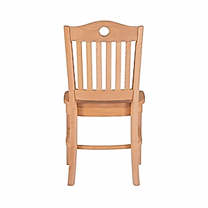 Linon Slat Back Natural Wood Finish Made in America Set of 2 Brock Dining Chair