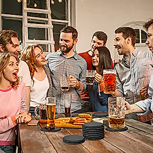 Slate Coasters, MAPRIAL 4 Inch 12 Pieces Round Black Stone Coasters with Anti-Scratch Backing for Bar, Kitchen Home Decor, Table, Cup, DIY, Housewarming Gift