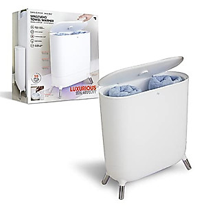Sharper Image SpaStudio Towel Warmer, Heated Comfort + Aromatherapy, Large Capacity, Warms 3 Towels, Bath Sheets, Bath Robe, Auto Shutoff, Quick Heating, Essential Oil Diffuser Discs