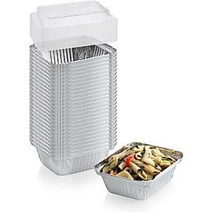 Nicole Fantini 8.75" L x 6.12" W Disposable Oblong Pan with Dome Lids - 2.25 Lb Aluminum Foil Oblong Pans: 100% Recyclable : Perfect for Baking and Roasting : Set of 100