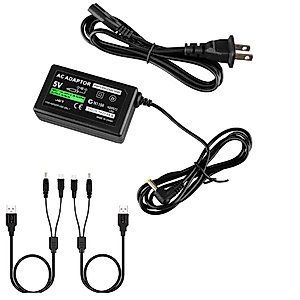 PSP Charger Bundle, 1 Pack Charger and 2 Pack Charging Cable Compatible with Sony PSP-110 PSP-1001 PSP 1000 / PSP Slim & Lite 2000 / PSP 3000 Replacement