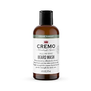 Cremo Cedar Forest All-In-One Beard and Face Wash, Specifically Designed To Clean Coarse Facial Hair, 6 Fluid Oz