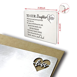 YODOCAMP To Our Daughter Wallet Card Encouragement Gifts Inspirational Graduation Gift Metal Card Christmas Birthday Card Daughter Stepdaughter Gifts from Mom Dad