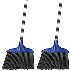 Kefanta 2 Pack Heavy Duty Broom Indoor/Outdoor Commercial Brooms Angle Broom 53 inches for Courtyard Garage Restaurant Lobby Patio Shop Home Kitchen Office Floor