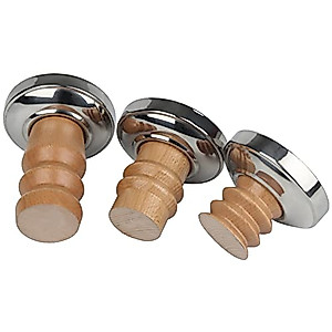 Vixdonos Pillar Candle Holders Set of 3 Wood Candlestick Holder Stainless Steel Plate for Mantel Decor, Dining Table Centerpiece