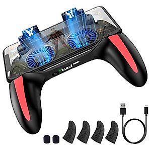Mobile Game Controller with 4000mAh Power Bank & Cooling Fan, Phone Game Controller with L1R1 Triggers Joystick for PUBG/Call of Duty/Fortnite, Phone Gaming Grip Gamepad for 4.7-7" Android iOS Phone