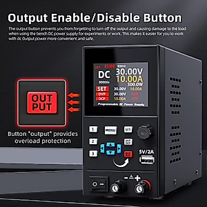 BSIDE DC Power Supply Programmable 30V 10A Adjustable Switching Regulated Lab Power Supply Small Variable Bench Power Supply with Encoder and USB DC Output Power Supply